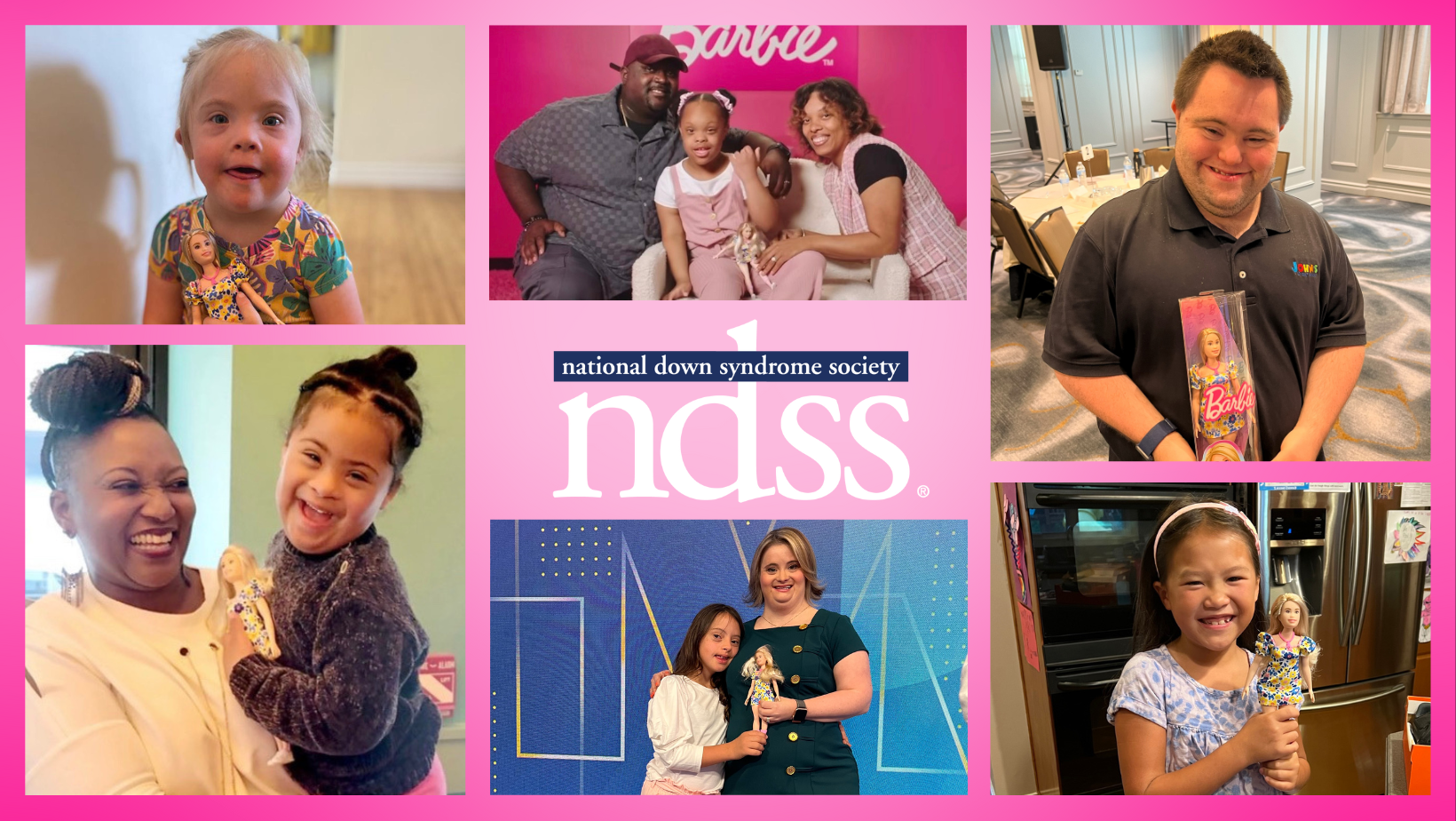People With Down Syndrome Smiling Holding Barbie Dolls With Down Syndrome